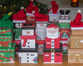 Stackable Santa Christmas Gift Boxes, Nested Christmas Eve Box, Father ...