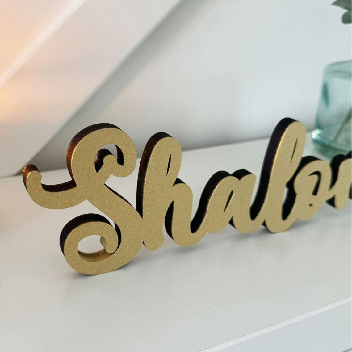 Wooden Shalom Standing Table Sign, Traditional Jewish Party Decoration ...