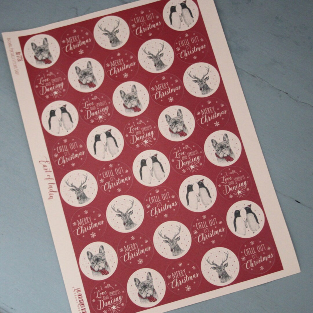 Christmas Animal Sticker Sheet Christmas Craft Christmas - Etsy