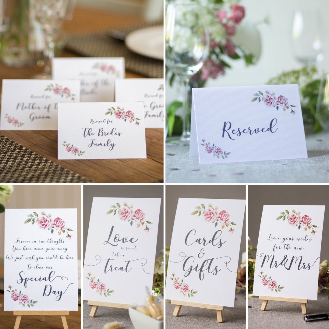 Boho Wedding A5 Table Signs and Reserved Cards, Wedding Decorations ...