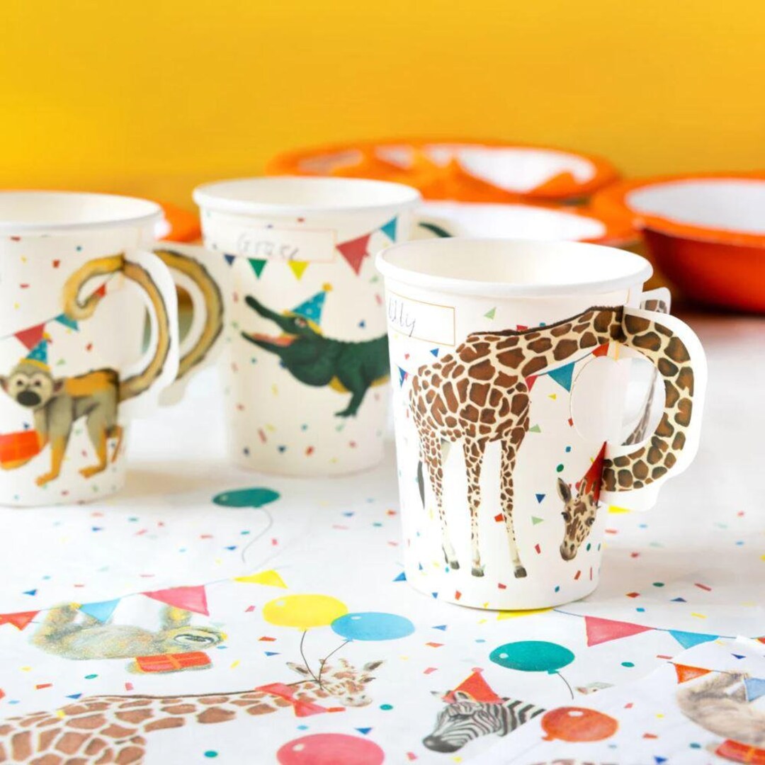 8 Safari Adventure Animal Paper Party Cups, Jungle Themed Birthday ...