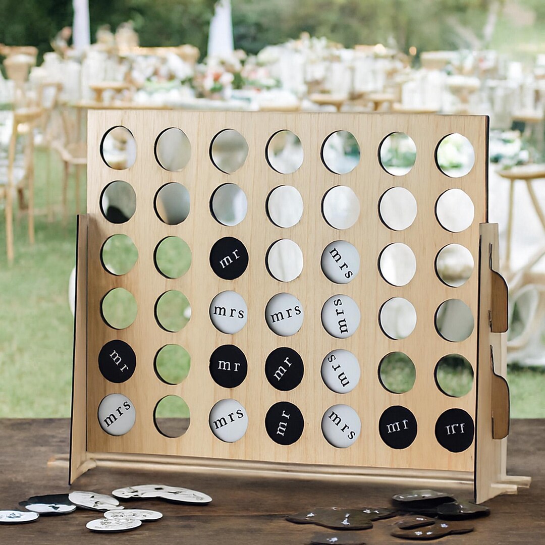 Mr & Mrs Connect 4 Wedding Game, Wooden Table Entertainment, Reception ...