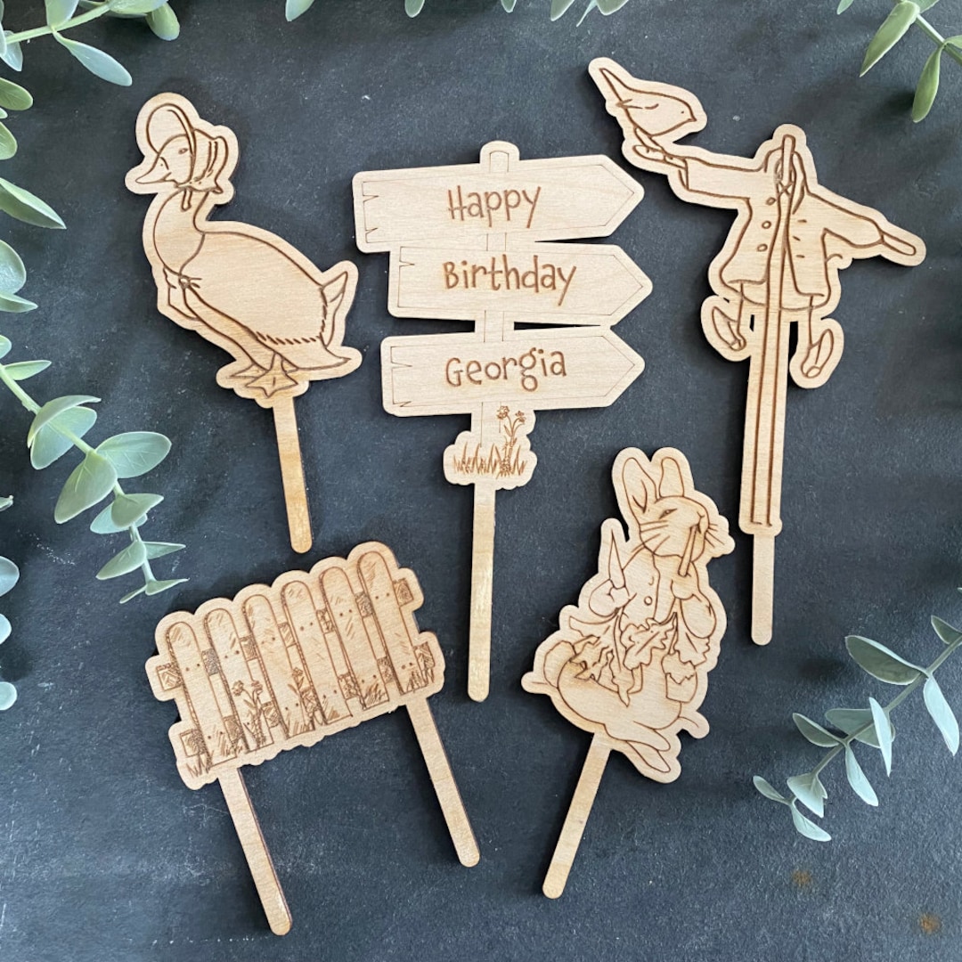 Peter Rabbit Party Cake Toppers, Personalisable Childrens Cake Topper ...