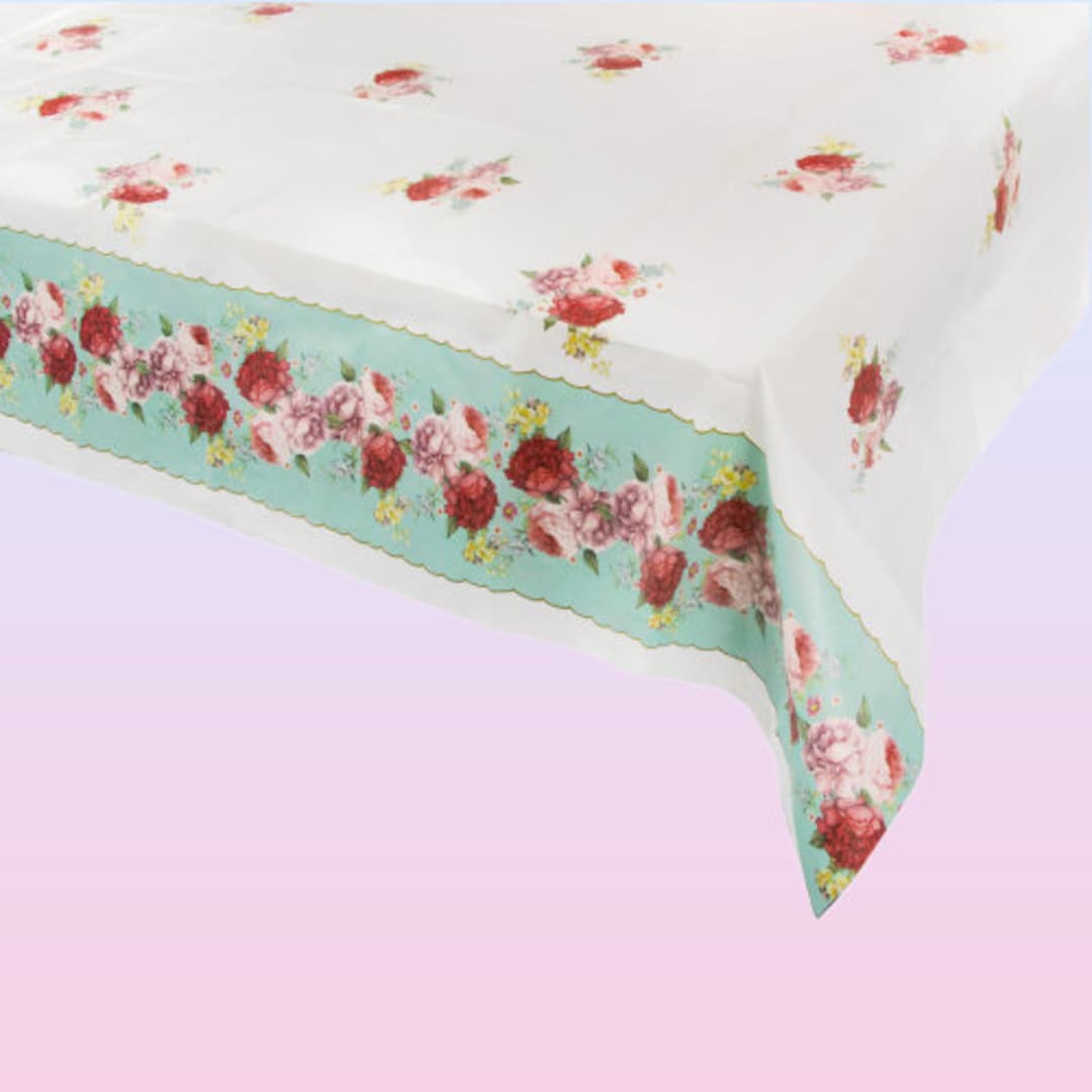 Floral Party Table Cover, Birthday Paper Tablecloth, Planet Friendly ...
