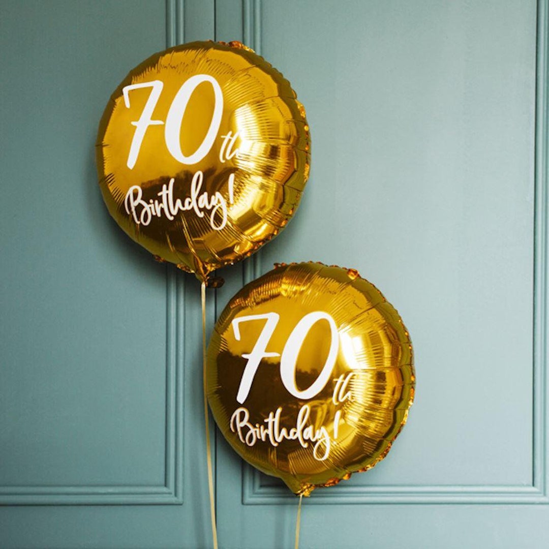 Gold 70th Birthday Balloon, Helium Birthday Balloons, 70th Birthday ...