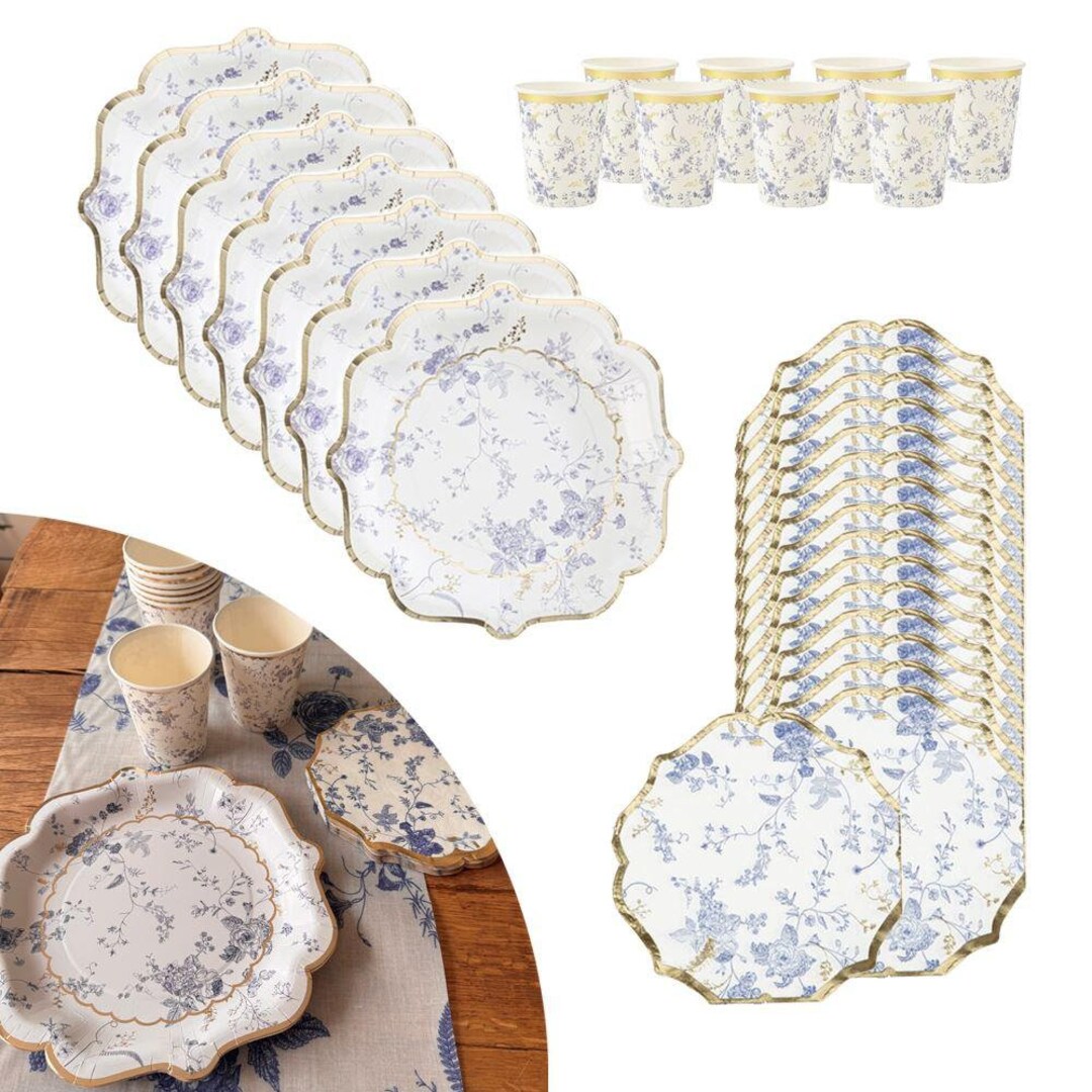 Birthday Afternoon Tea Party Pack for 8 People, Toile De Jouy Party Set ...