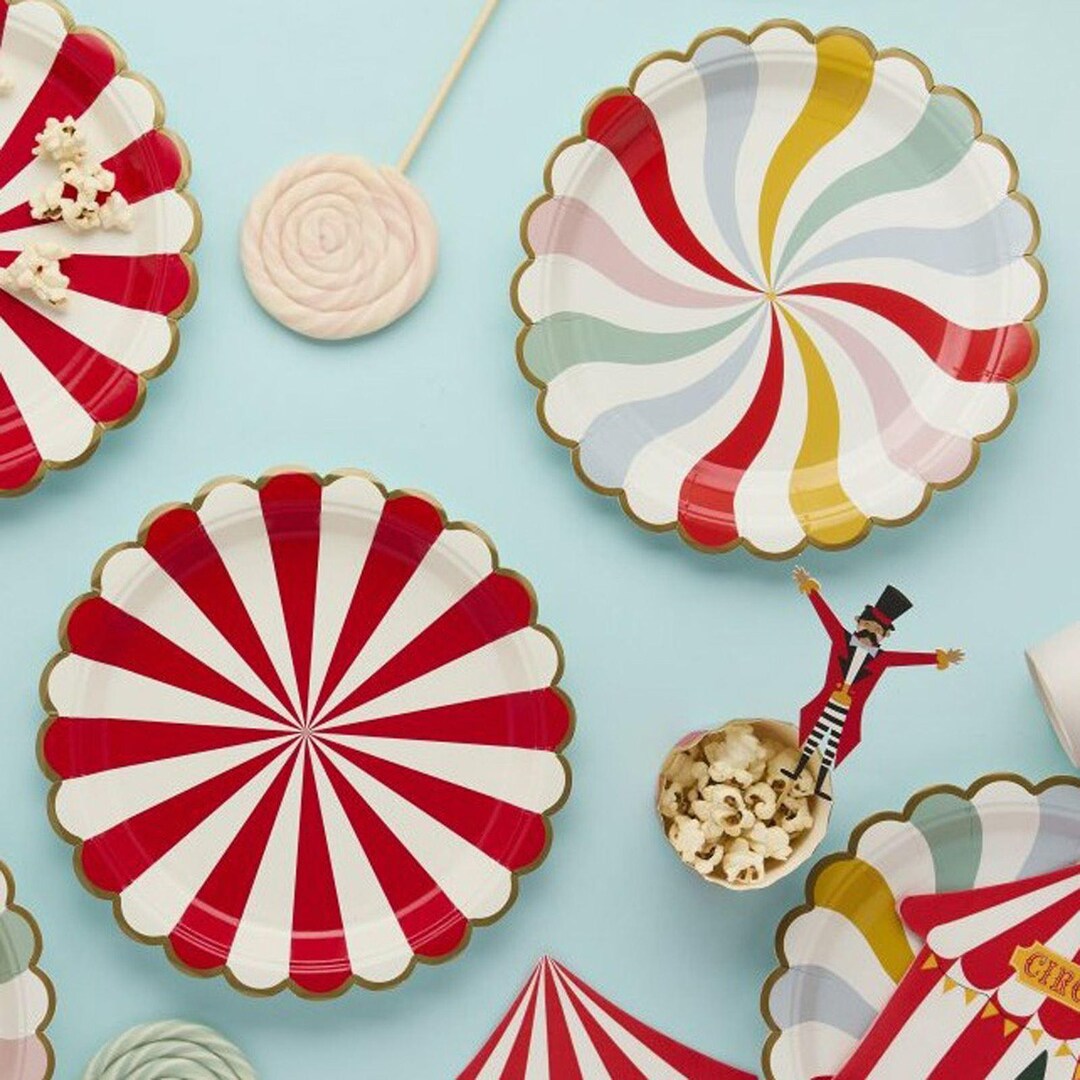 8 Circus Theme Party Paper Plates, Funfair Theme Birthday, Circus ...