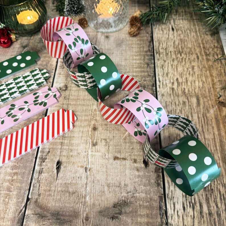 100 Christmas Paper Chains, DIY Christmas Decorations Tree Mistletoe ...