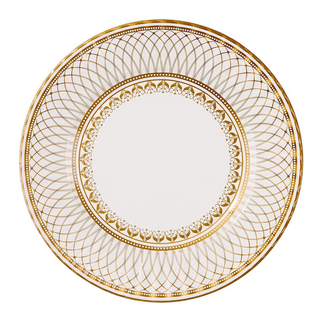 8 Large Gold Porcelain-effect Paper Plates, Gold Party Plates, Elegant ...