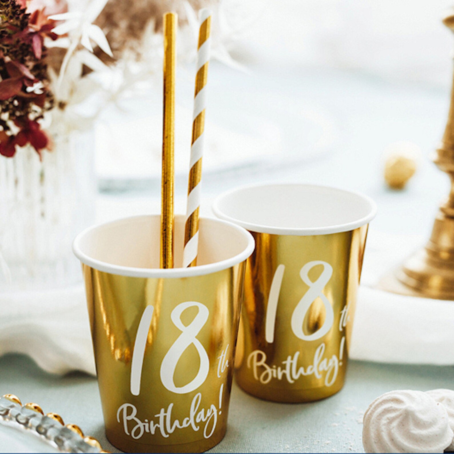 6 Gold 18th Birthday Party Paper Cups 18th Birthday Cups - Etsy