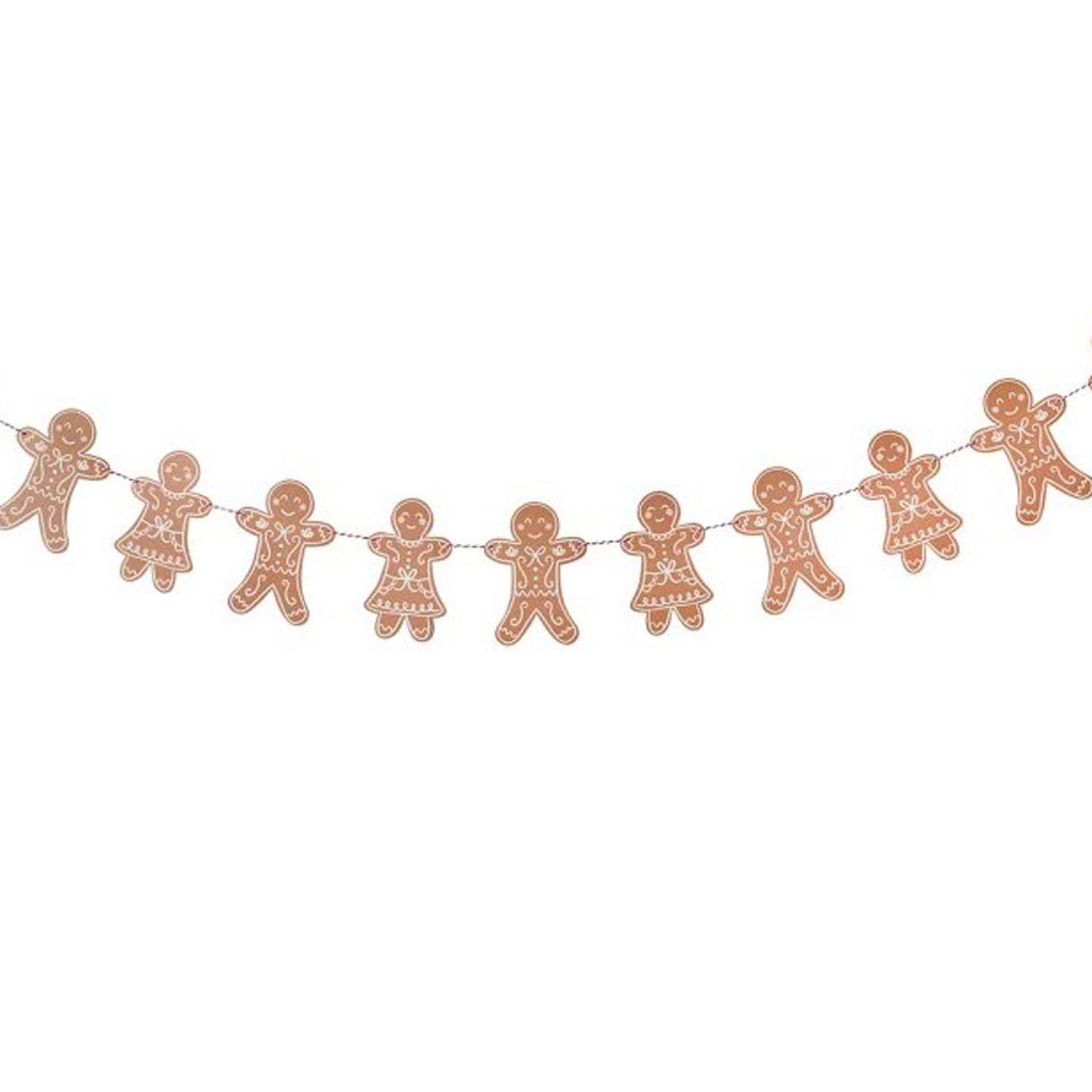Gingerbread Friends Christmas Garland – Brown Holiday Party Decoration ...