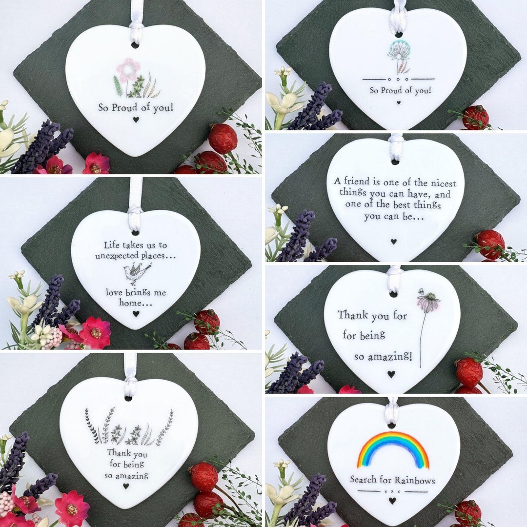 Personalised Porcelain Hanging Heart, Family Friends Keepsake Gift ...