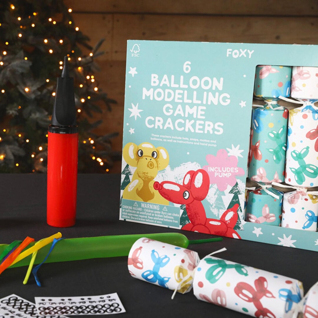 6 Festive Multicoloured Christmas Balloon Modelling Crackers – Holiday ...