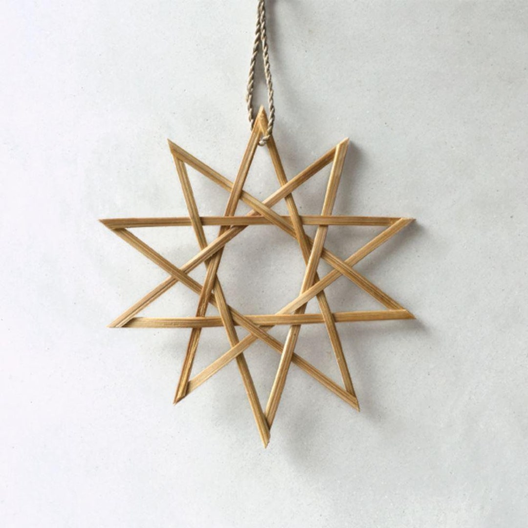 Bamboo Hanging Star, Small Ten Pointed Woven Star, Wooden Wall Star ...