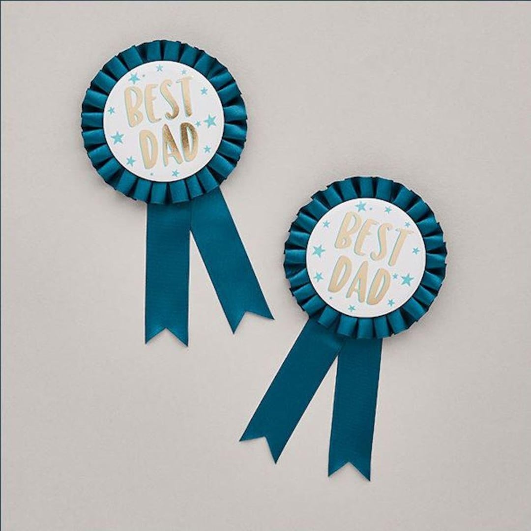 Best Dad Fathers Day Teal Rosette Badge, Fathers Day Badge, Fathers Day ...
