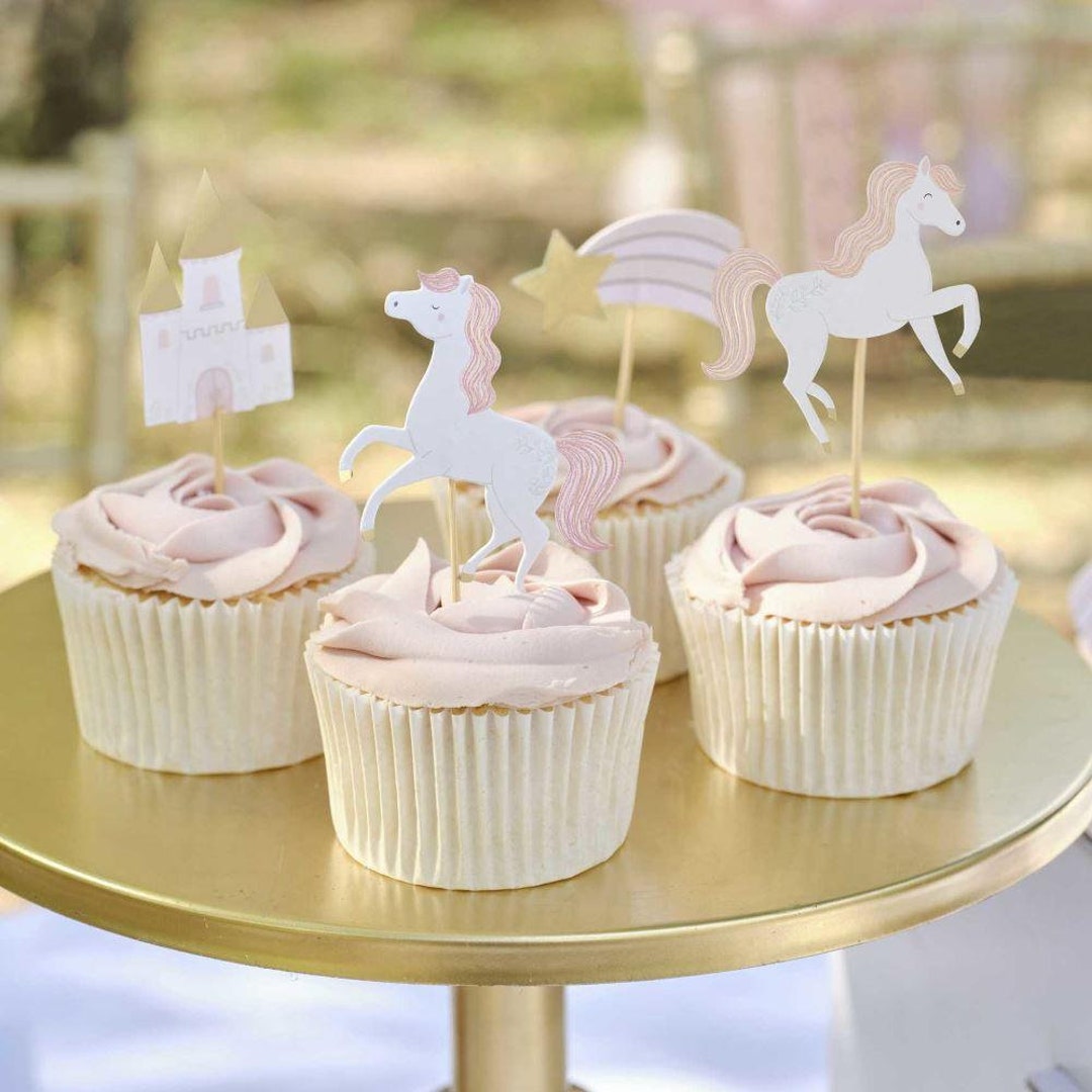 12 Princess Pony Party Cupcake Toppers, Girls Birthday Party Food ...
