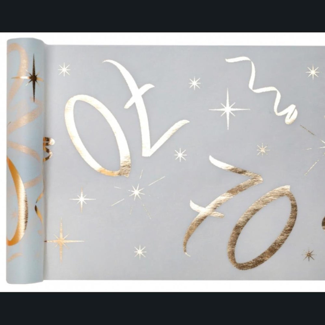 Gold 70th Birthday Table Runner, 70th Birthday Sparkling Foil Table ...