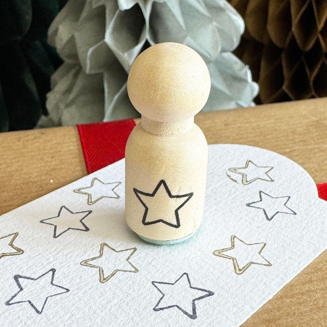 Mini Christmas Star Rubber Stamp, Wood Ink Stamp for Cards Scrapbooking ...