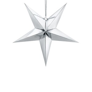 Silver Paper Hanging Star Decoration, Christmas Silver Star Decorations ...