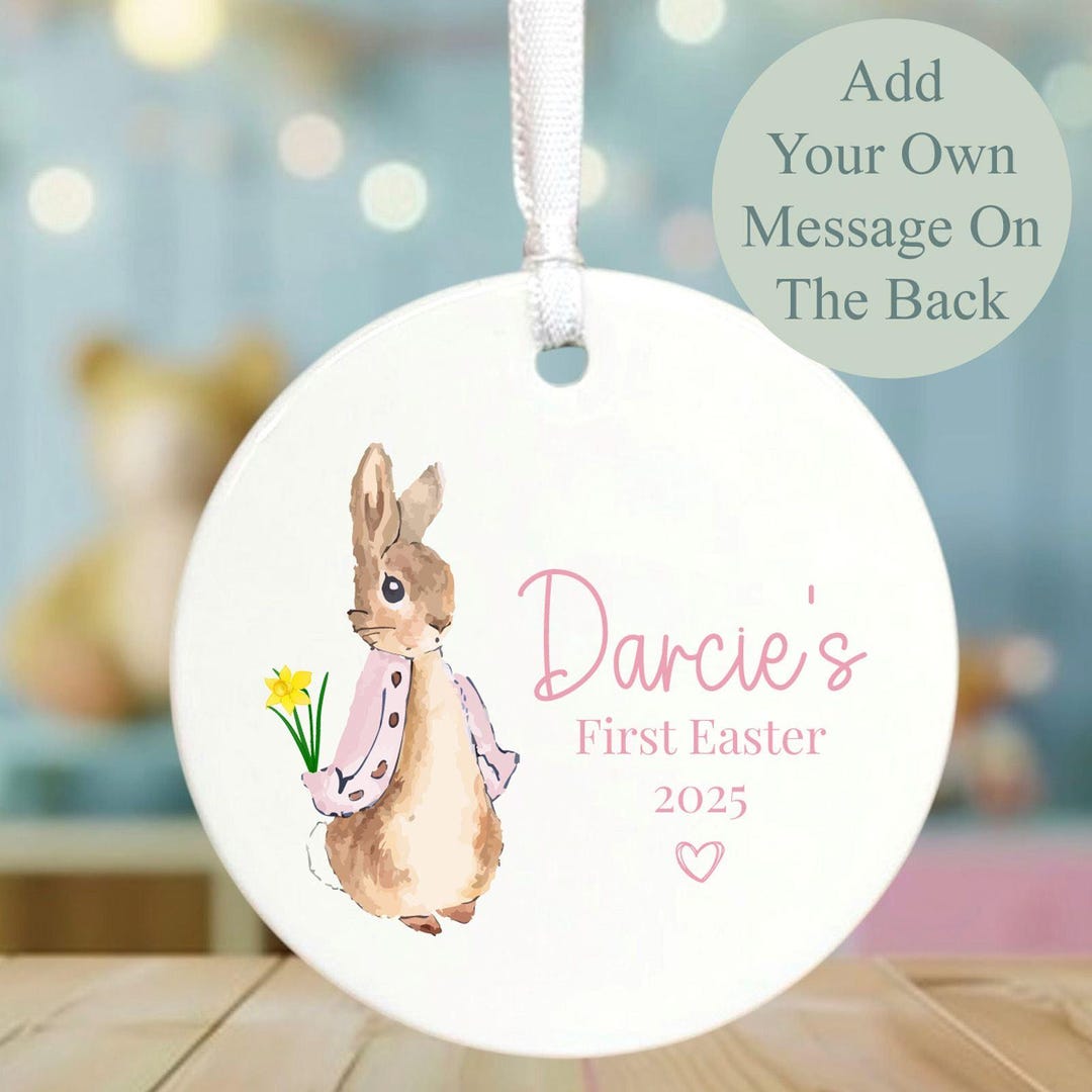 Personalised Flopsy Rabbit Easter Gift, Childrens Hanging Porcelain ...