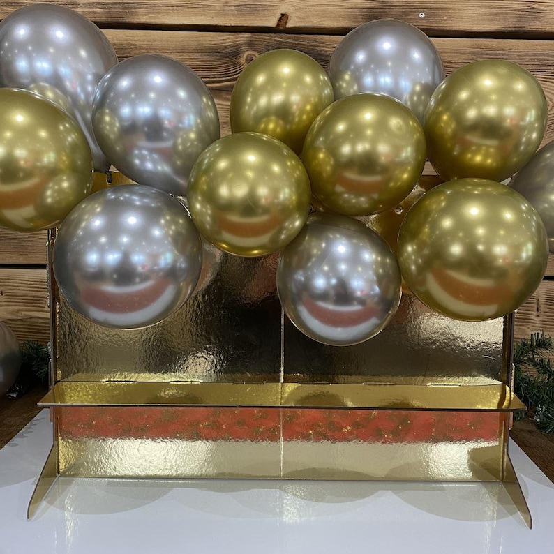 Gold Party Treat Stand With Balloons, Christmas Party Food Display ...