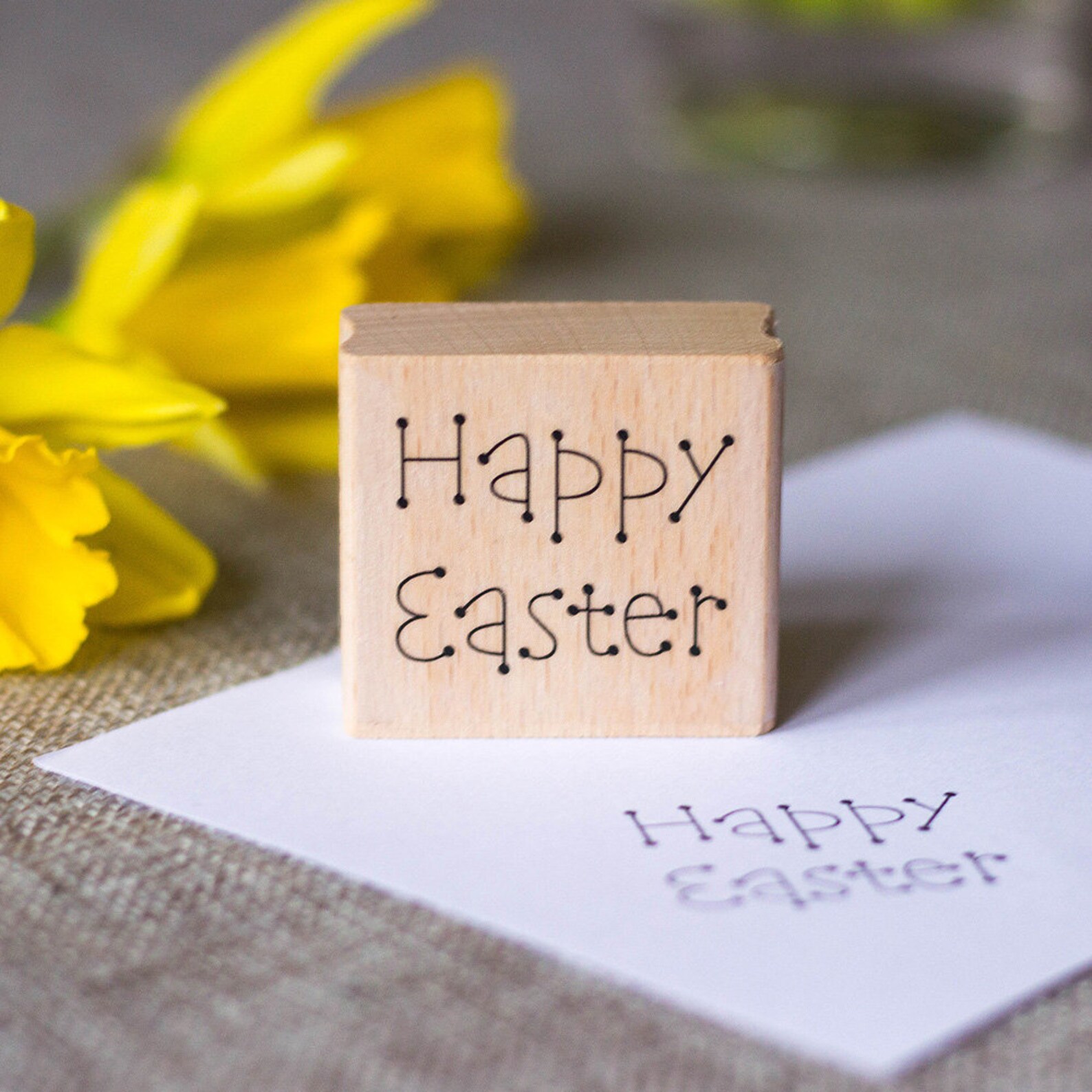 Happy Easter Wooden Rubber Ink Stamp Easter Stamp Childrens - Etsy