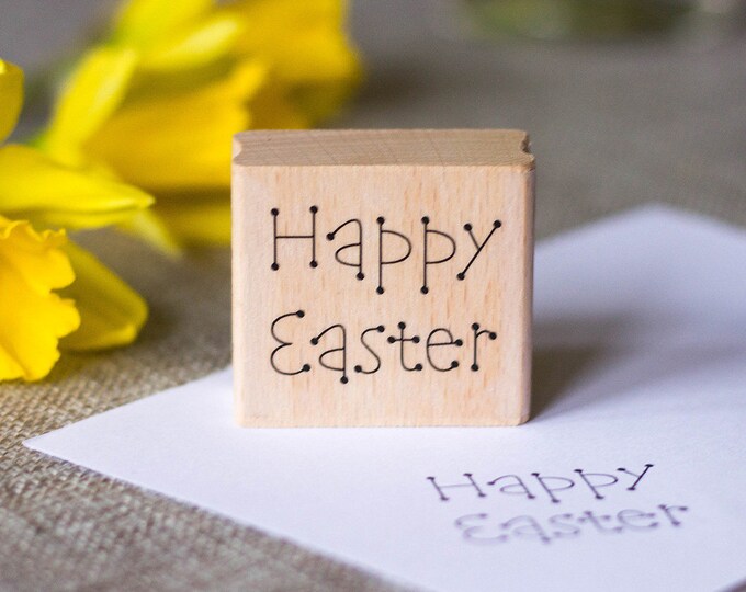 Happy Easter Wooden Rubber Ink Stamp, Easter Stamp, Childrens Easter ...