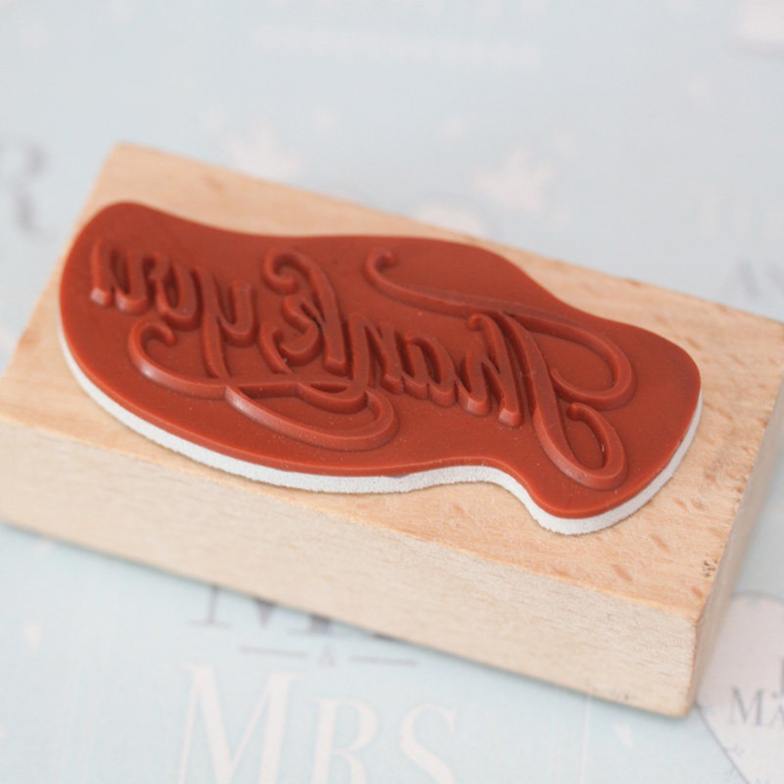 Thank You Script Wooden Rubber Ink Stamp Craft Stamps DIY | Etsy