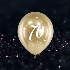6 Glossy Gold 70th Birthday Party Balloons, Gold Birthday Party, 70th ...