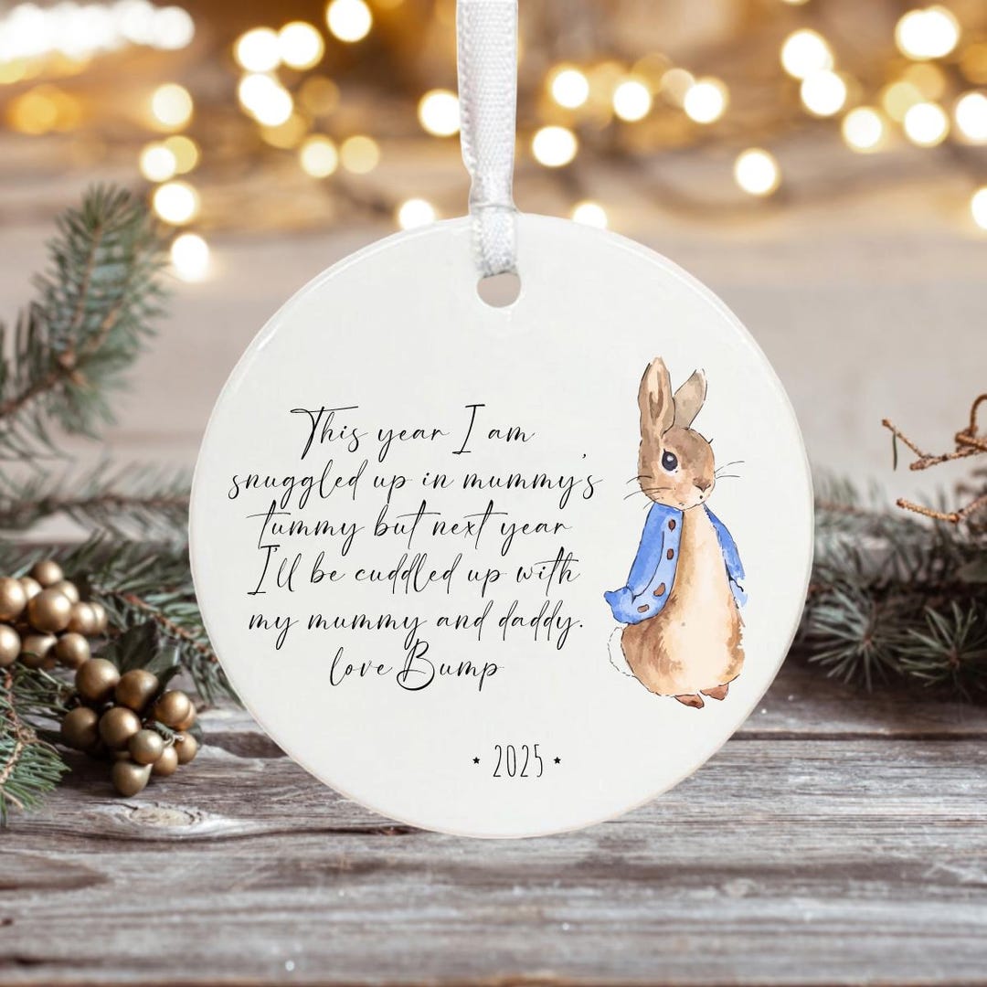 Christmas Peter Rabbit Baby Shower Bauble, Pregnancy Keepsake ...