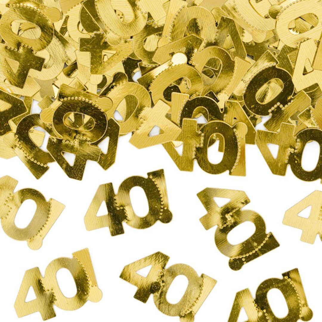 Age Confetti, Number 40 Table Confetti, Gold 40th Birthday Table ...