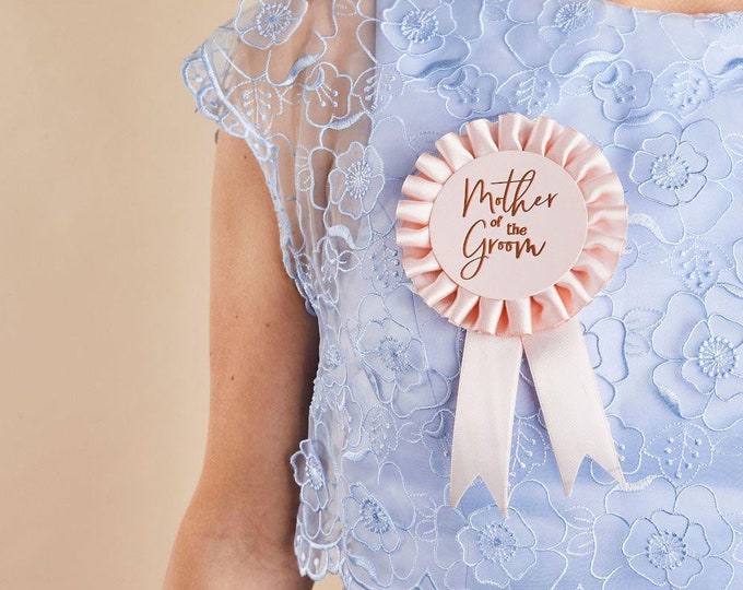 Mother of the Groom Badge, Rose Gold Pink Mother of the Groom Pin, Hen ...