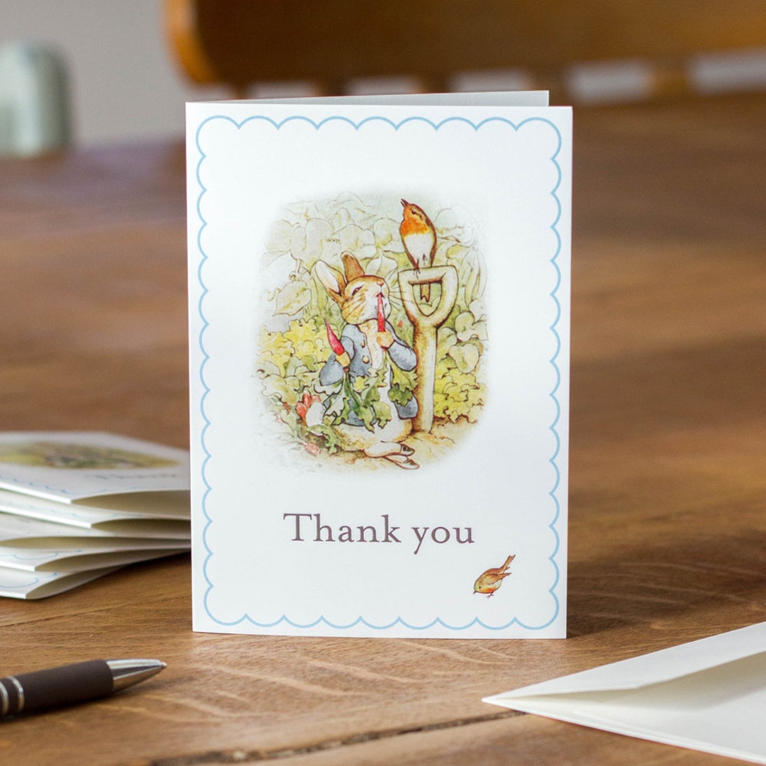 6 Peter Rabbit Thank You Card With Envelope, 1st Birthday Thank You ...