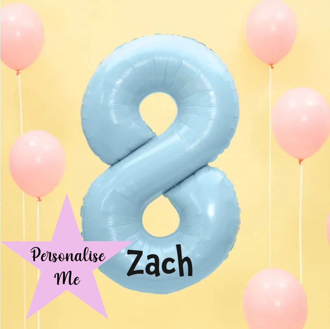 Personalised Jumbo Foil Blue Number 8 Balloon, Birthday Age Balloon and ...