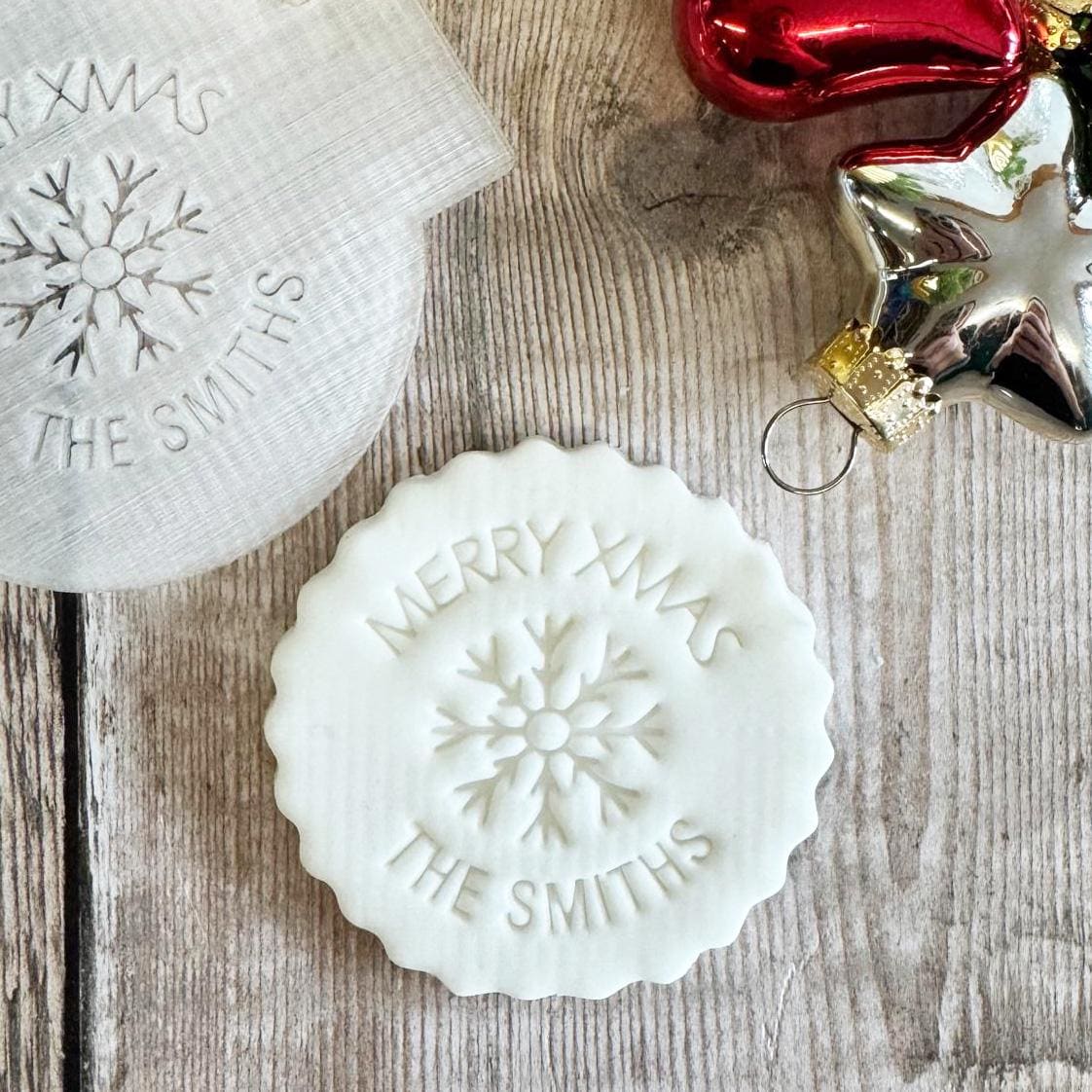 Personalised Merry Christmas Icing Fondant Embosser, Custom Cookie ...