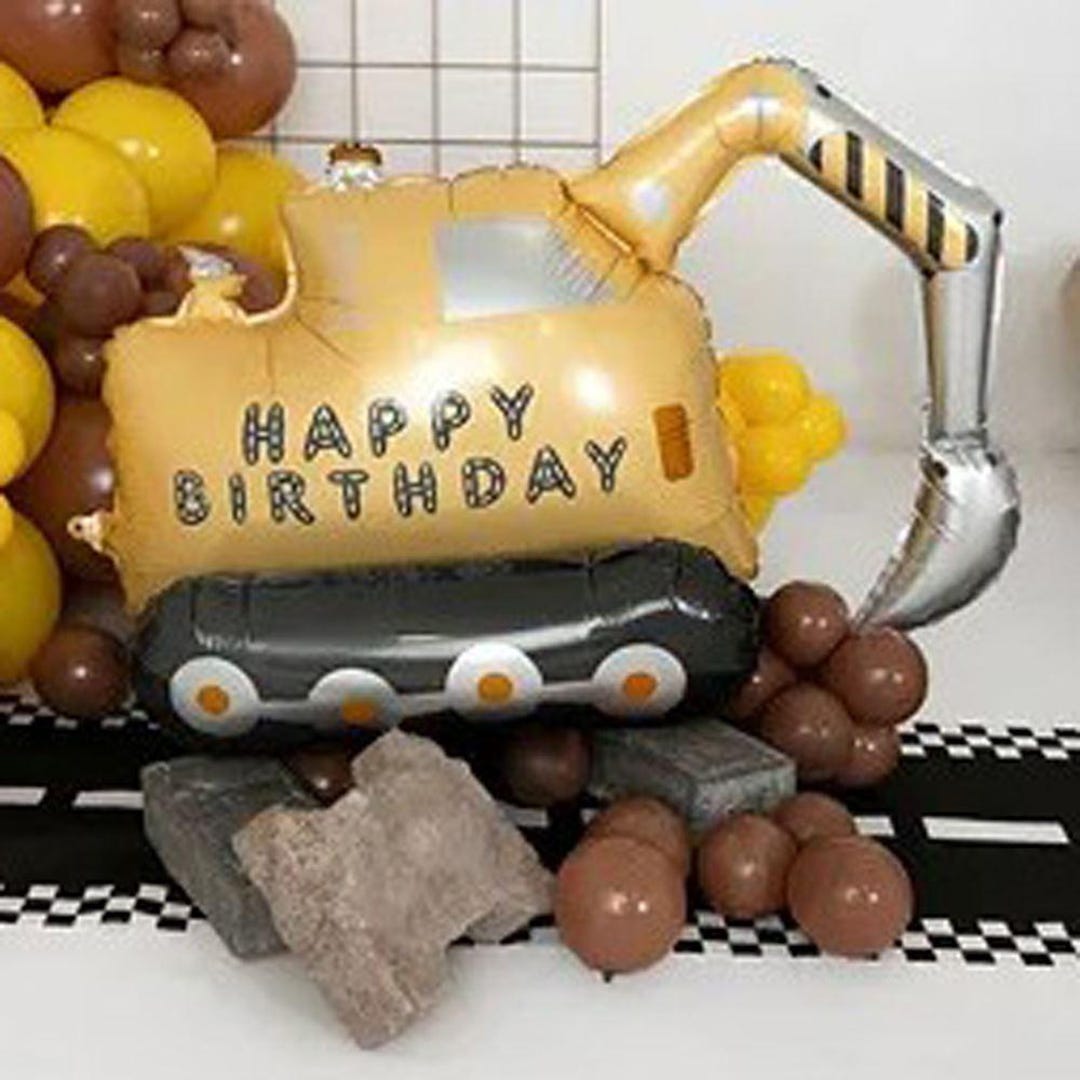 Digger Foil Balloon, Construction Birthday Party Balloon, Digger ...