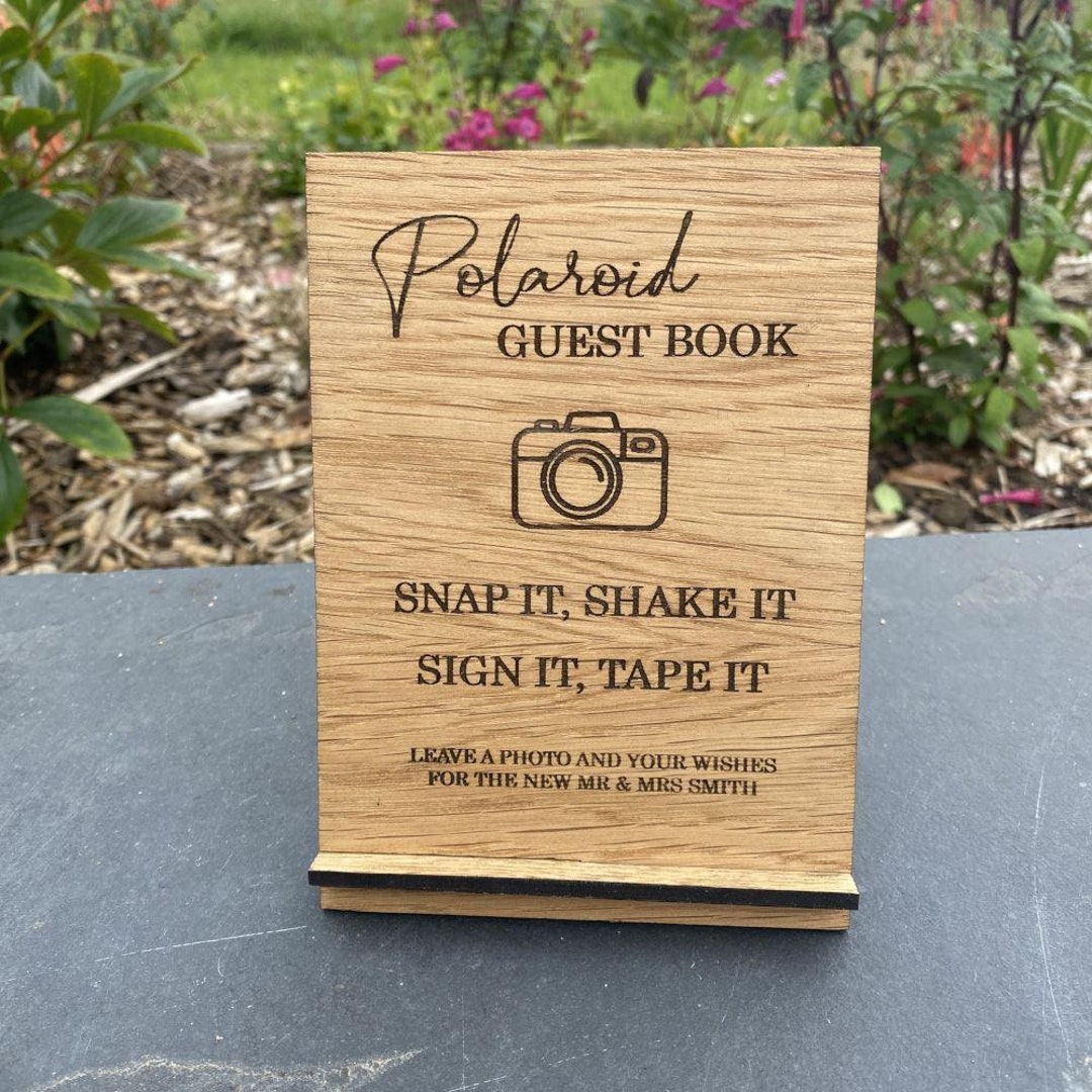 Personalised Wedding Guest Book Sign, Polaroid Photo Camera Table Sign ...