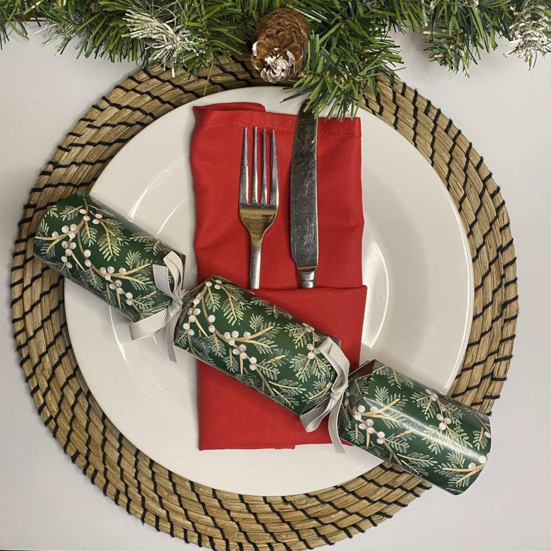 6 Luxury Green White Pine Botanical Crackers Party Table - Etsy