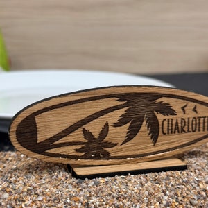 Surfboard Place Names Wooden Personalised, Beach Theme Wedding Favours ...