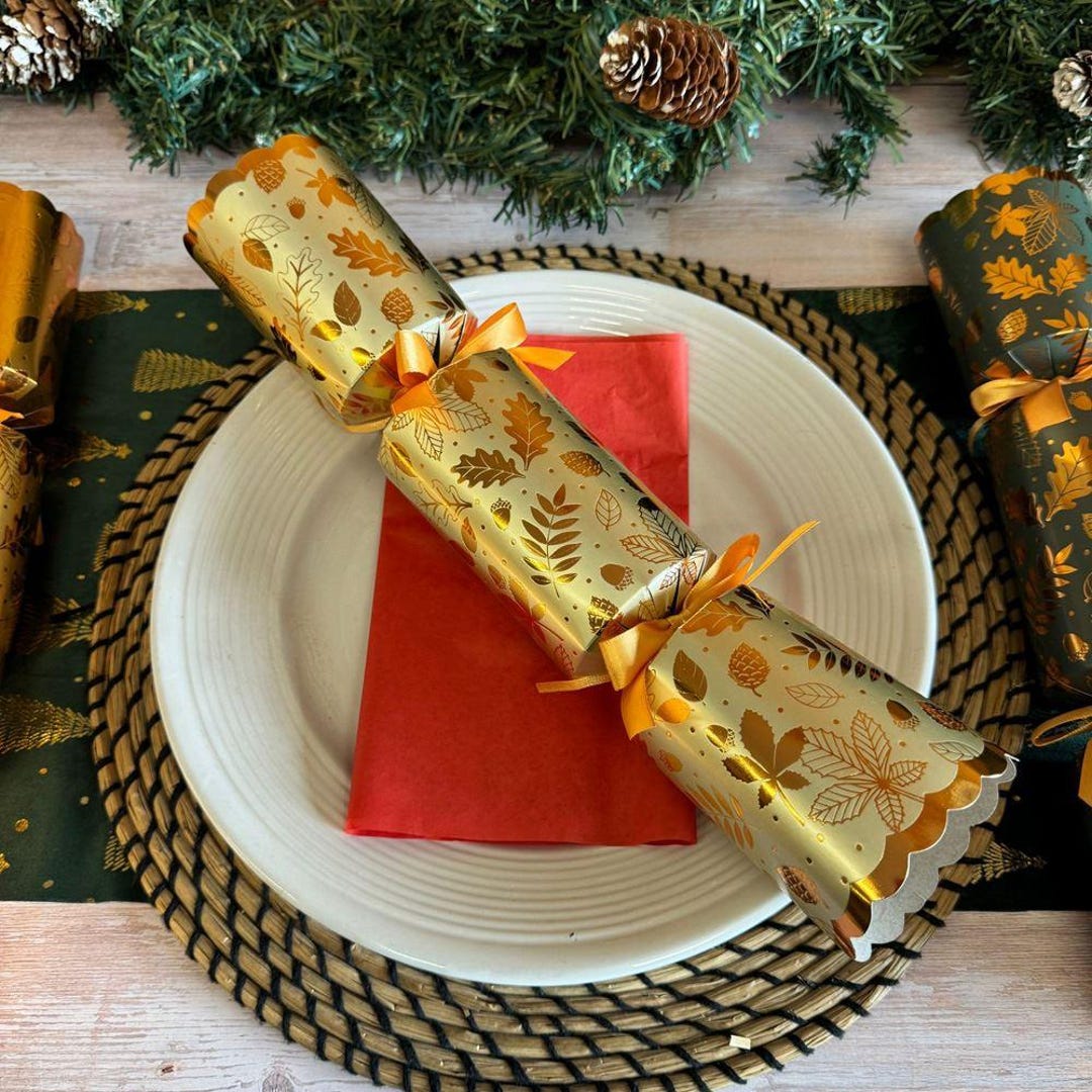 6 Deluxe Copper Acorn Christmas Crackers, Festive Table Decor, Holiday ...