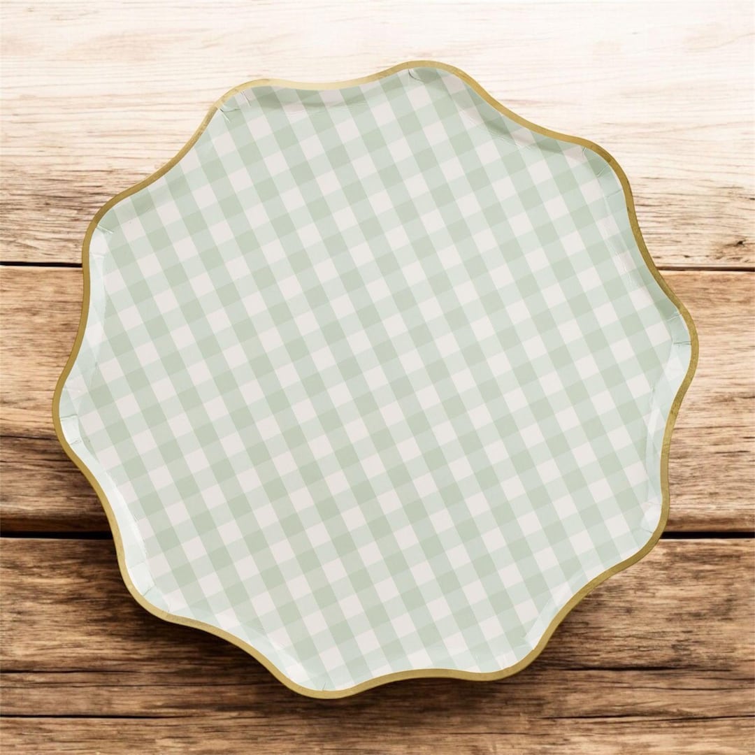 Eco-friendly Green Checkered Paper Plates – Set of 6 Recyclable Party ...