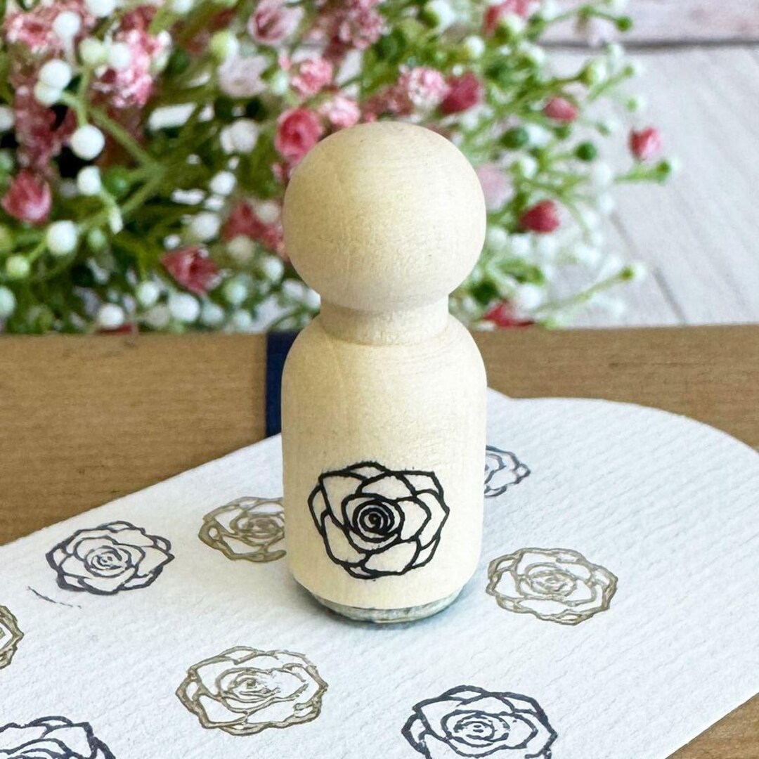 Rose Flower Mini Rubber Stamp, Ink Stamp for Cards Envelopes Scrapbook ...