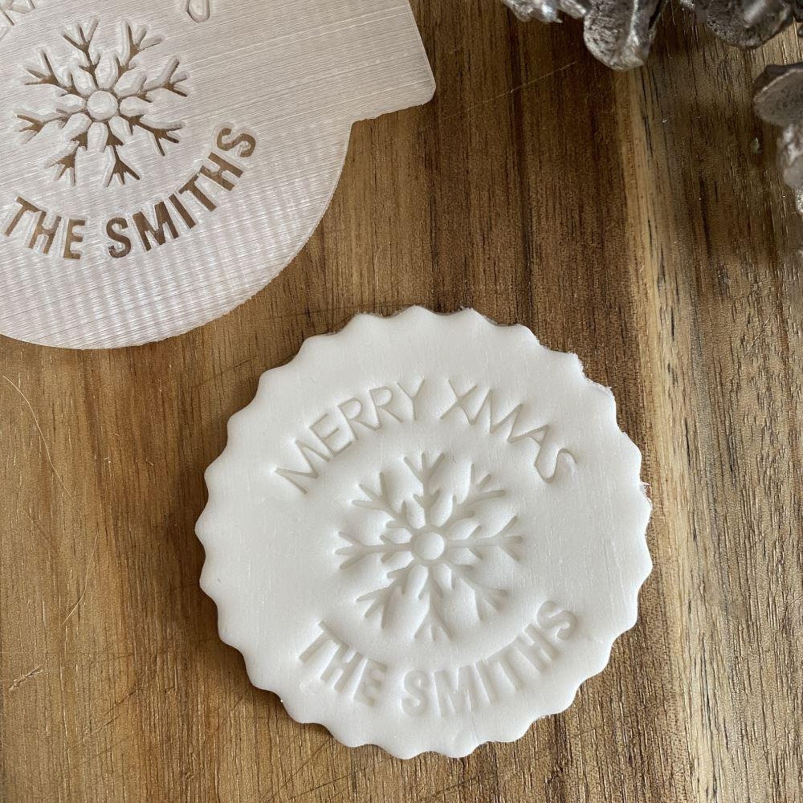 Personalised Merry Christmas Icing Fondant Embosser, Custom Cookie ...