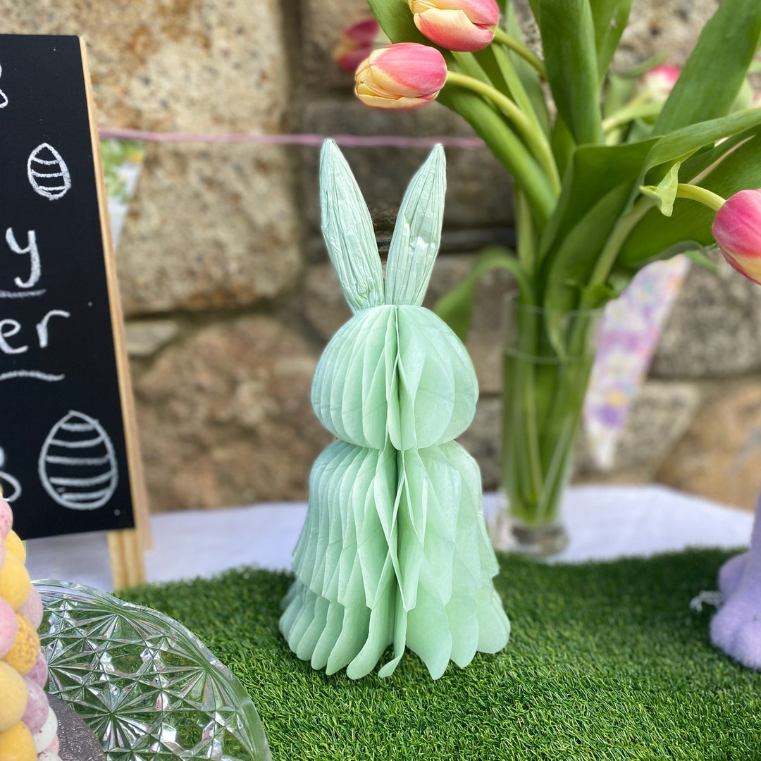 Sage Green Bunny Honeycomb Decoration, Easter Table Decorations ...