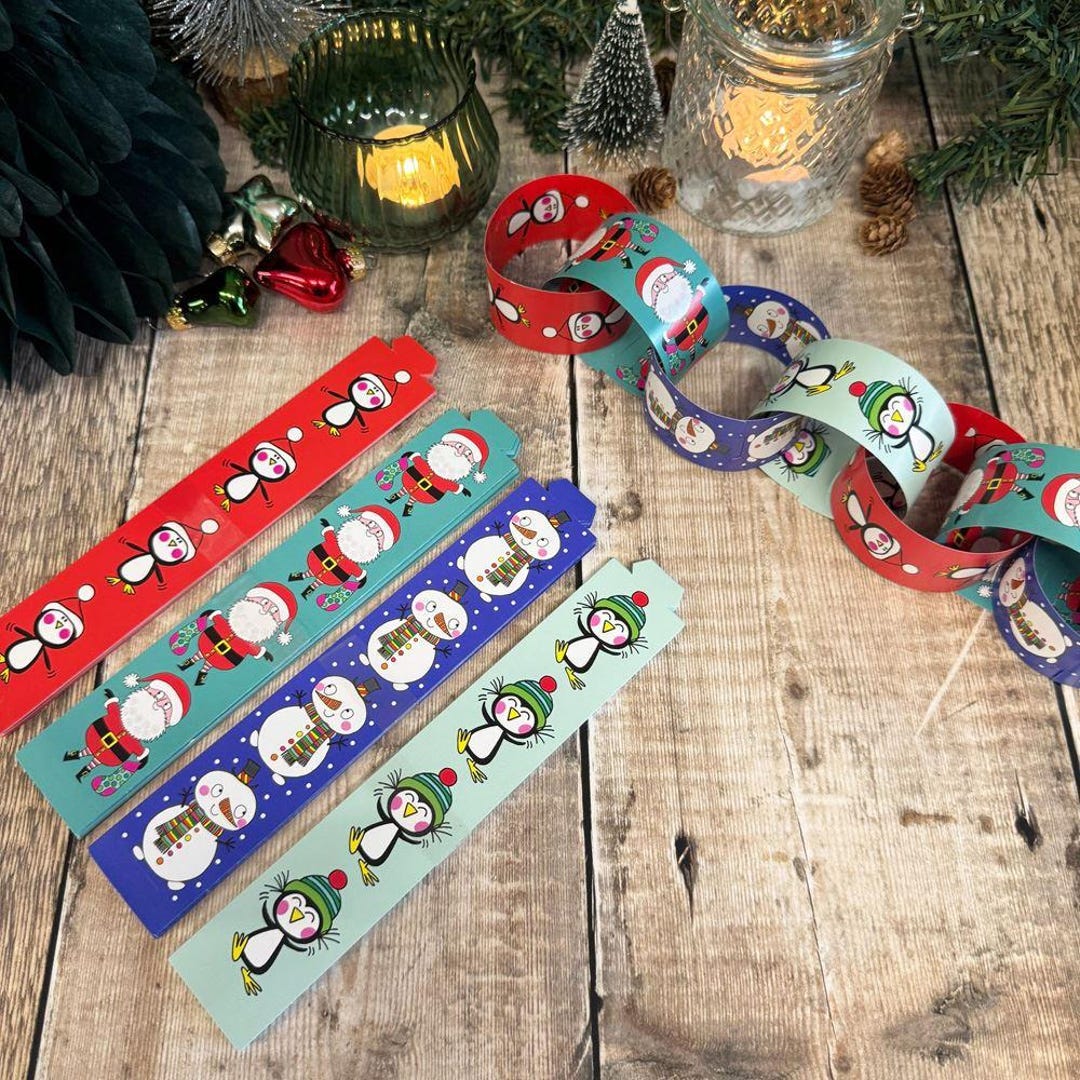 100 Christmas Novelty Paper Chains, Diy Christmas Decorations Santa ...