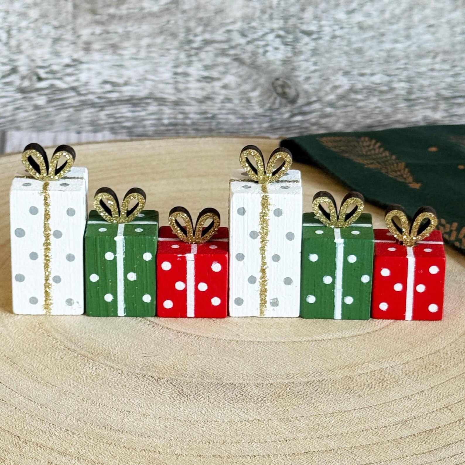 Colorful Wooden Tiny Christmas Parcels – Holiday Ornaments, Christmas ...