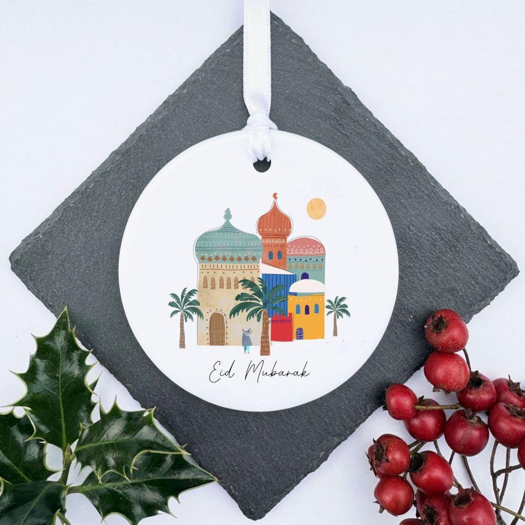 Personalised Hanging Porcelain Eid Mubarak Decoration, Eid Gifts ...