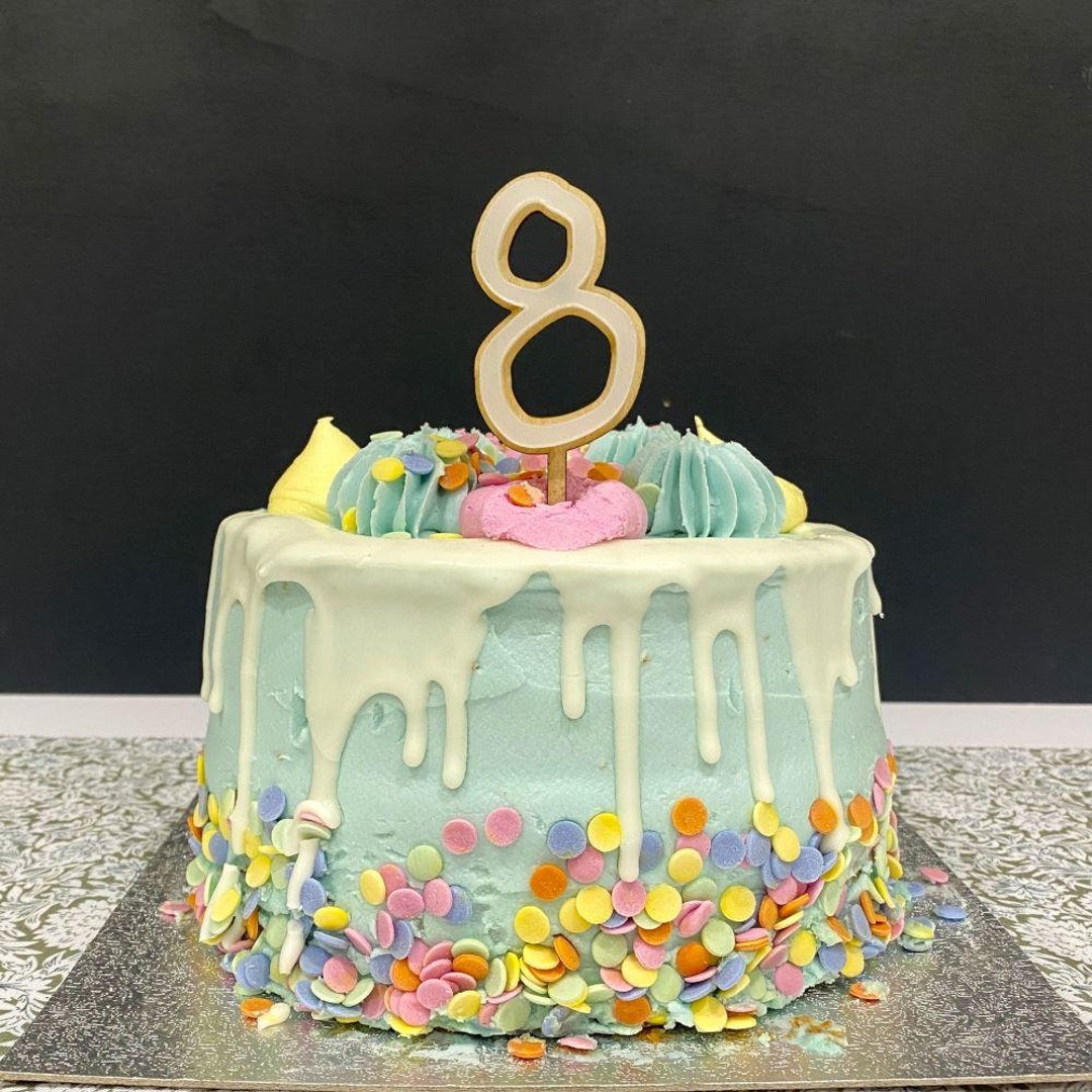 Number 8 Birthday Cake Topper, Wood and Acrylic Cake Decoration, Age ...