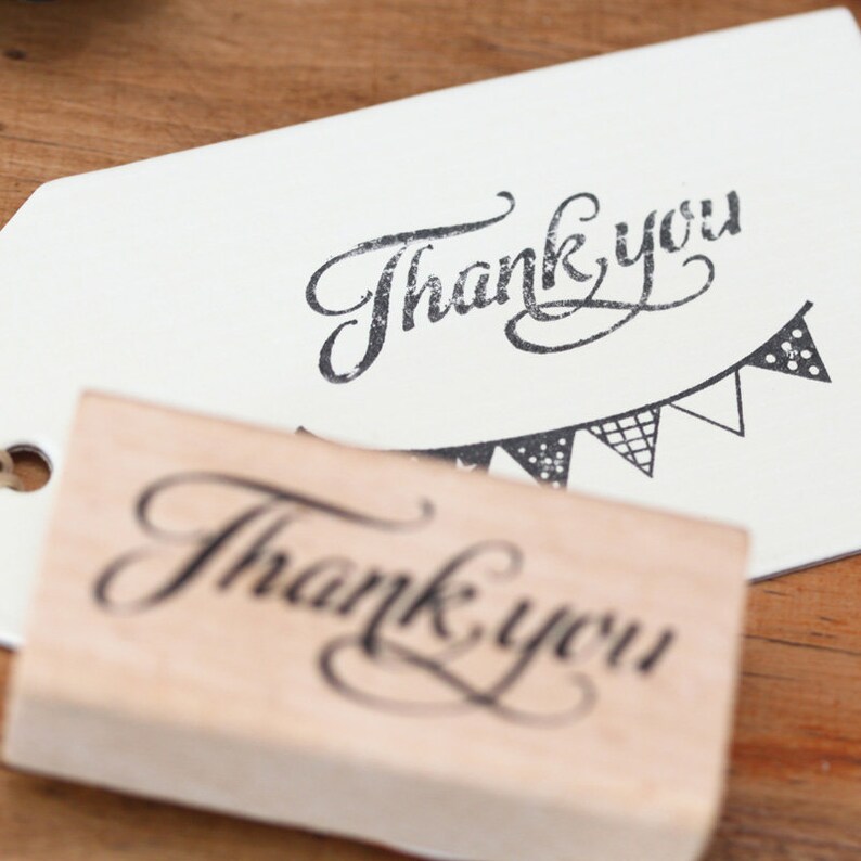 Thank You Script Wooden Rubber Ink Stamp Craft Stamps DIY | Etsy