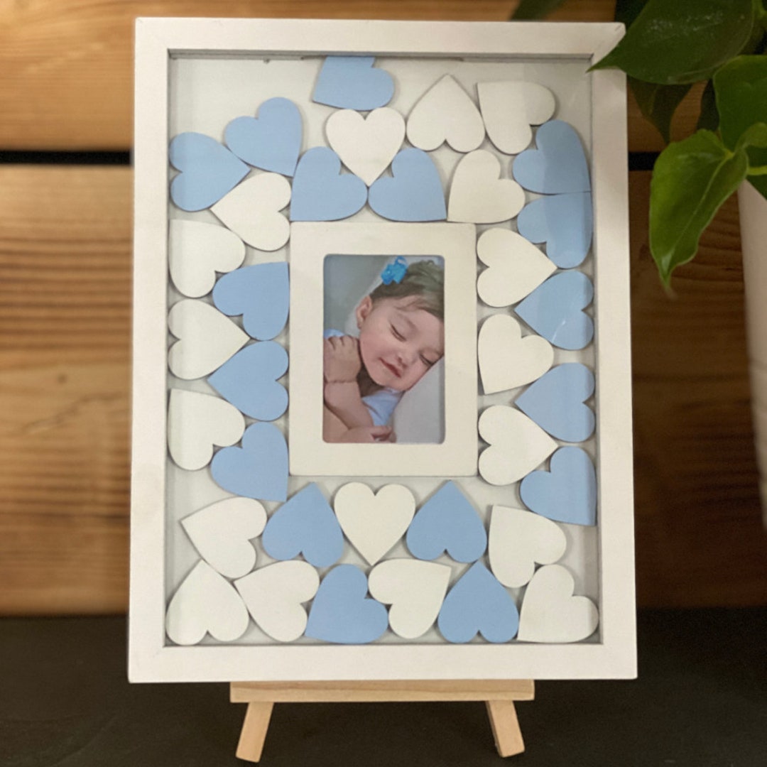 Alternative Guest Book White Drop Top Frame With Hearts and - Etsy